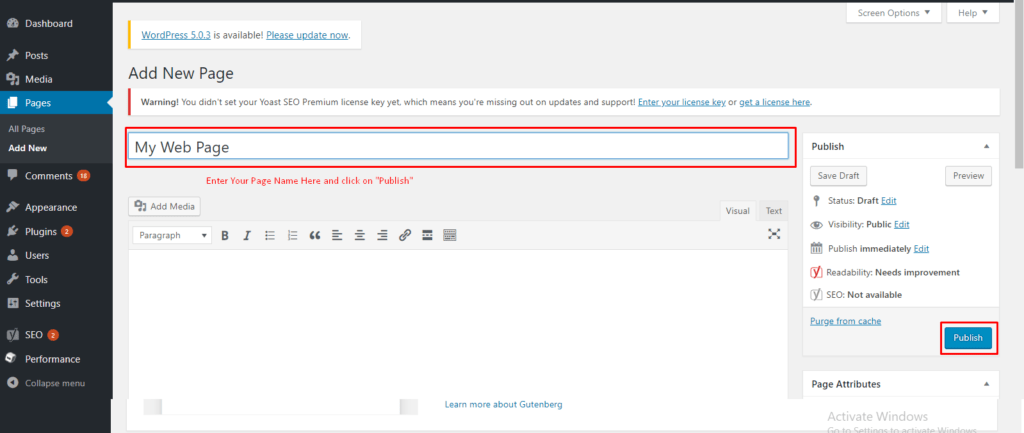 How to add a new page in WordPress Website? - User Guide